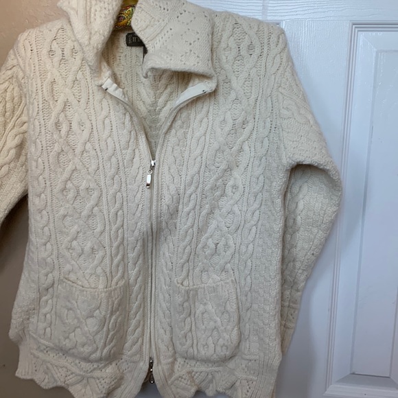 Vintage | Sweaters | Inis Crafts Irish Merino Wool Cream Fishermans ...